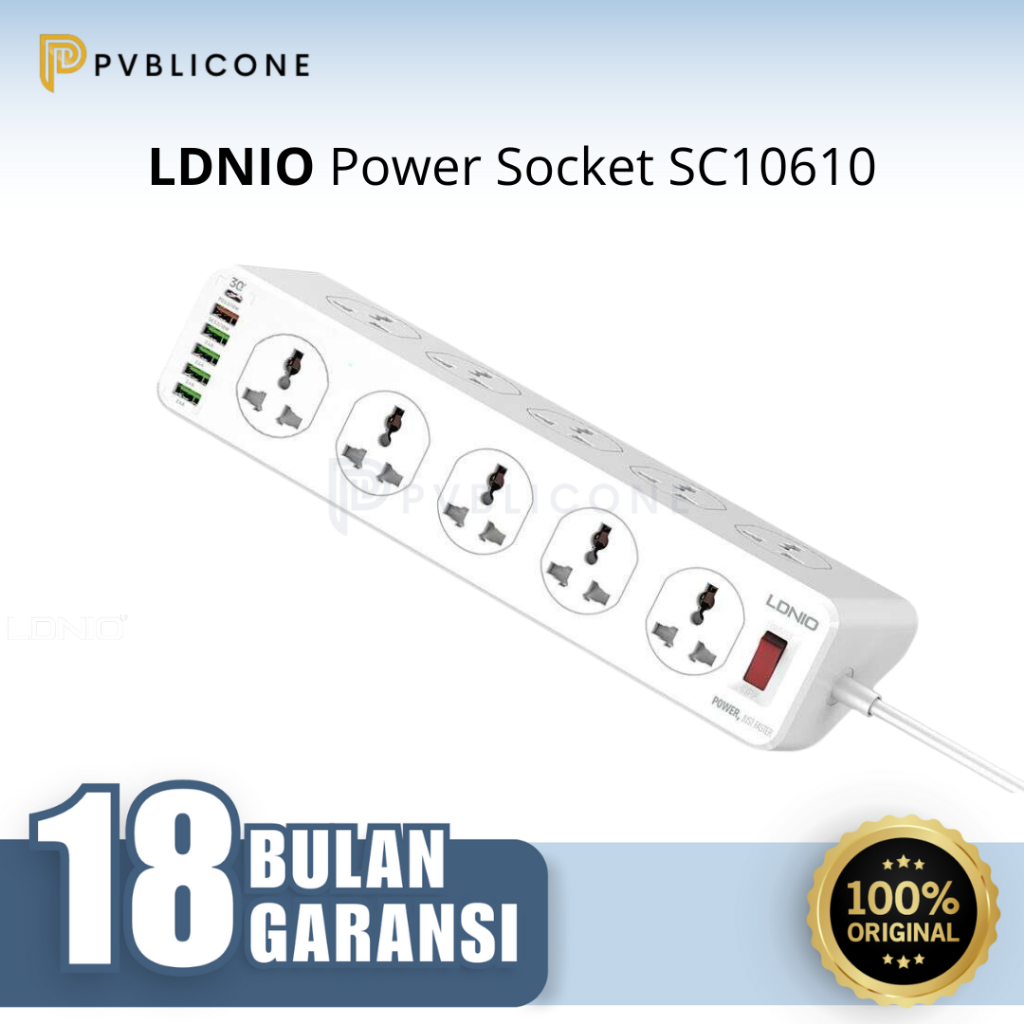 Jual LDNIO SC10610 Stop Kontak [10 OUTLETS Power Socket 5USB +PD QC 3.0 ...