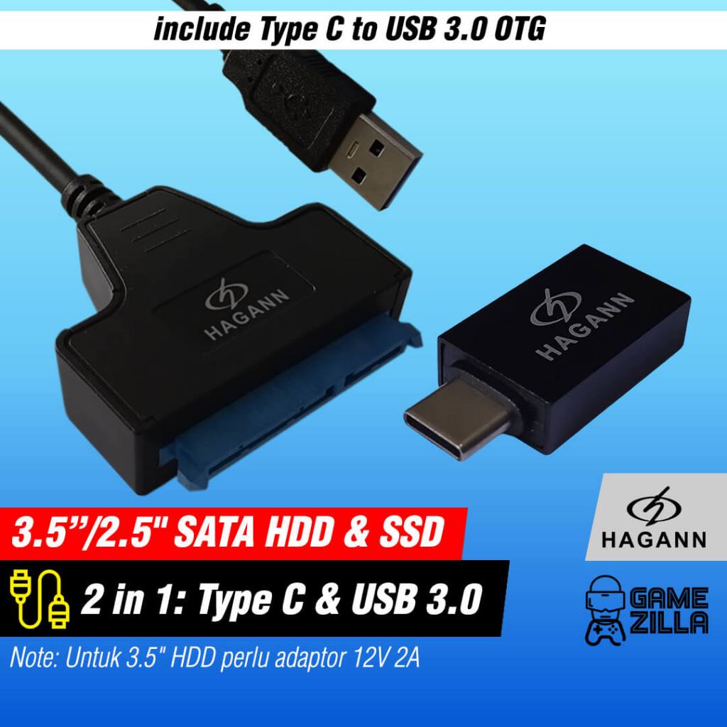 Jual HAGANN CON-CC90 OTG & Kabel Adapter Converter SATA to USB 3.0 and ...