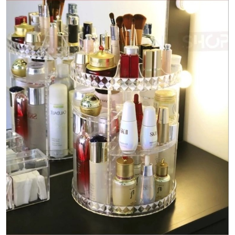 Jual Rak Transparan Kosmetik Acrylic Putar 360 Derajat | Shopee Indonesia