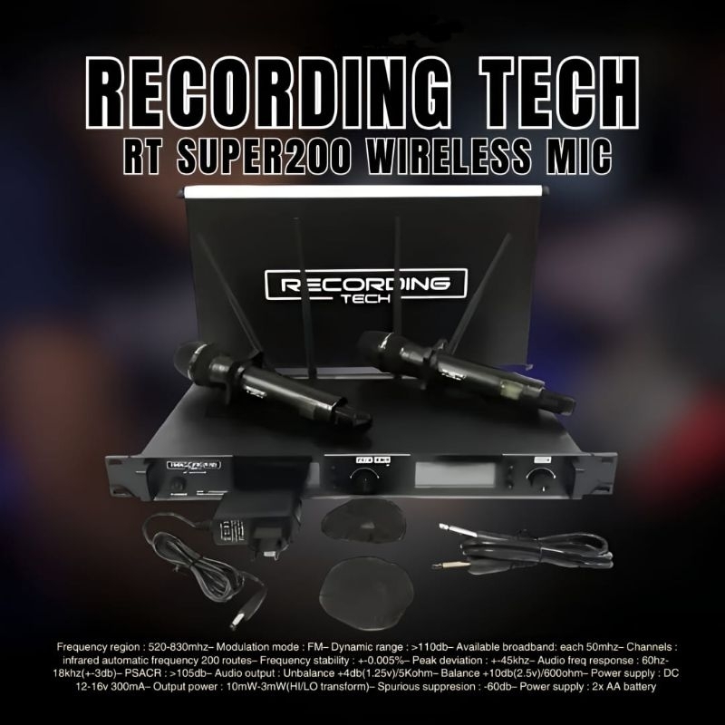 Jual MIC WIRELESS RECORDING TECH RT SUPER 200 2 MIC HANDLE UHF ADA ...