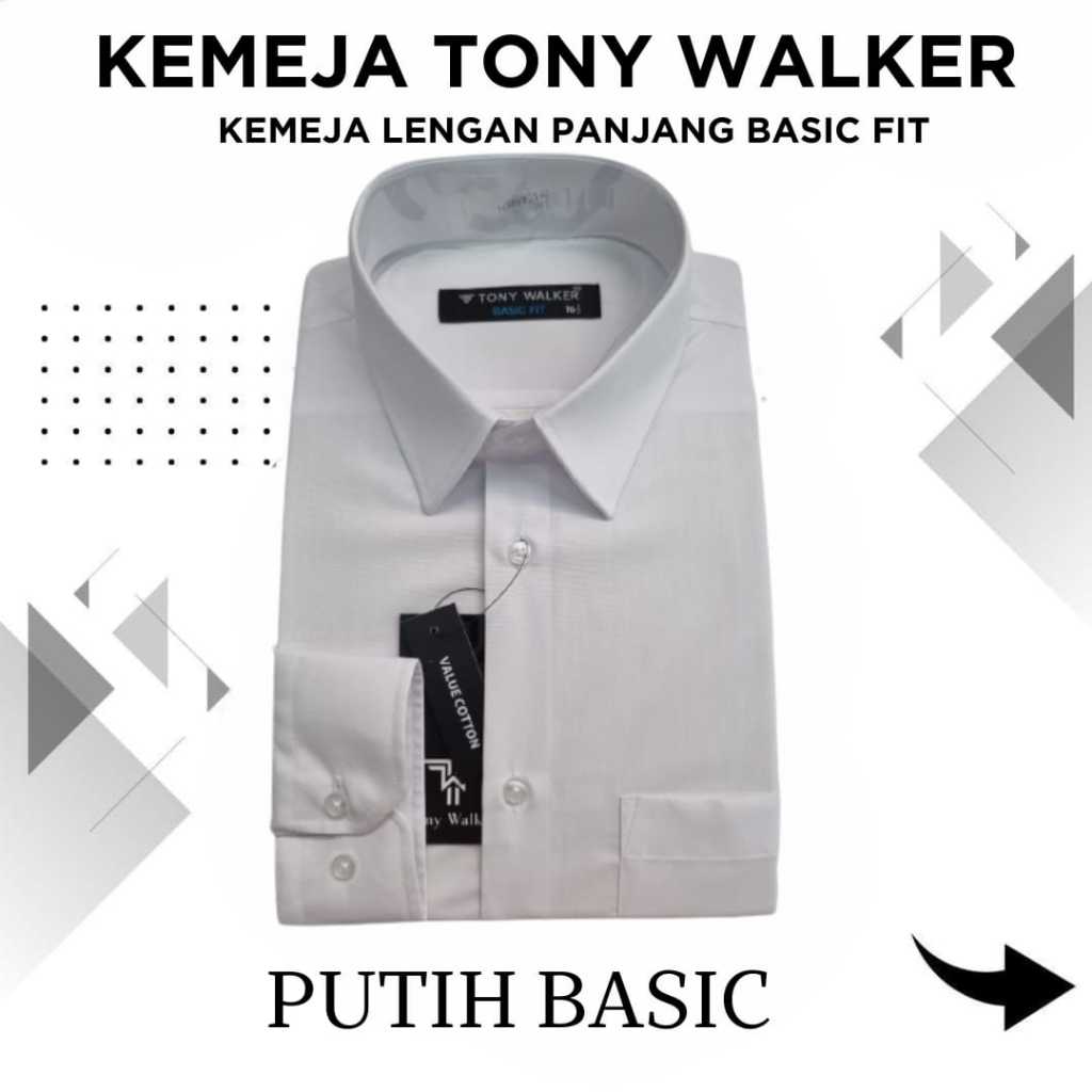 Jual Kemeja TONY WALKER POLOS REGULER lengan panjang (100% ORI) | Shopee Indonesia