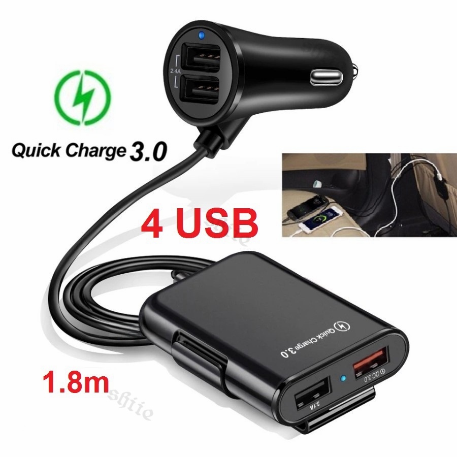 Jual Mobil Charger HP 4 Port USB HP Car Charger Super Fast Charging ...
