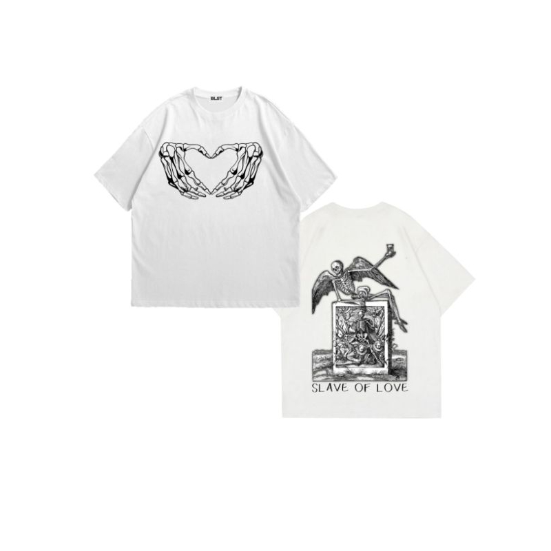 Jual T-Shirt Oversize & Unisex Desain Unik - Skeleton Heart & Slave of ...