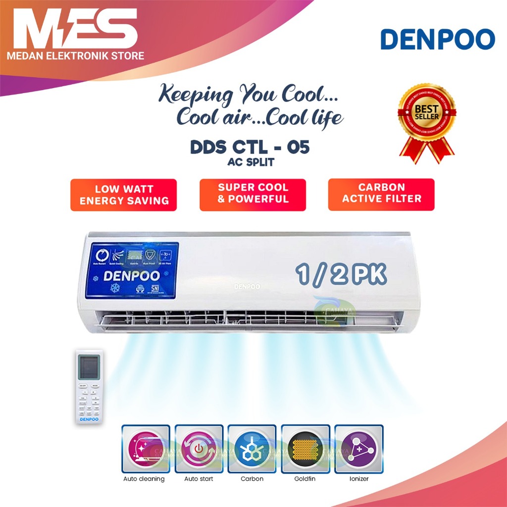 Jual ( NEW ) Denpoo AC 1/2 PK AC Split DDS 05 CTL Untuk Ruangan 3X4 ...