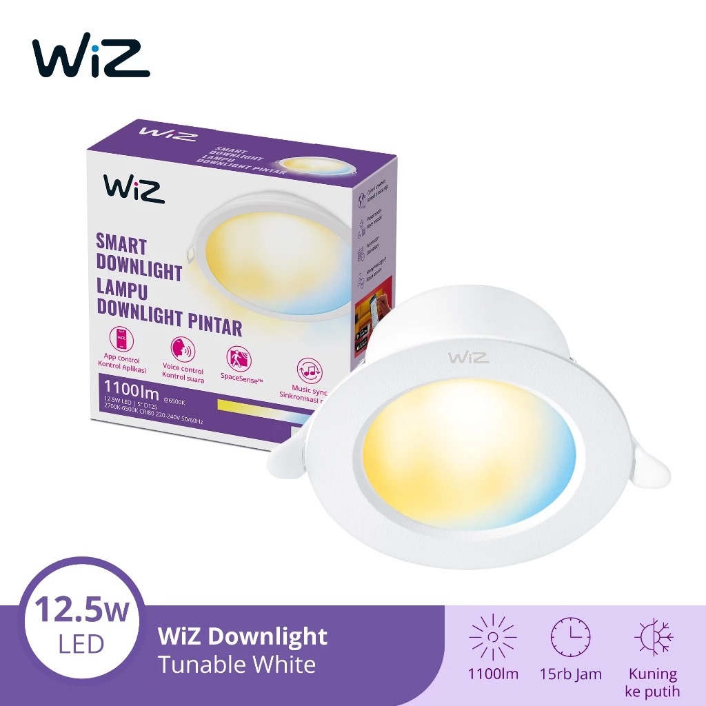 Jual WiZ Lampu Smart LED Downlight 12,5W WiFi Tunable White - Ceiling Plafon Panel | Shopee ...
