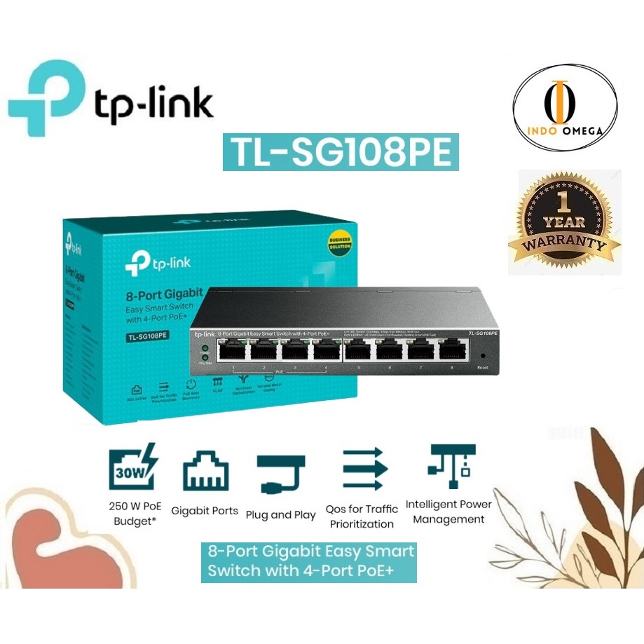 Jual TPLINK TL-SG108PE 8-Port Gigabit Easy Smart Switch with 4-Port PoE ...