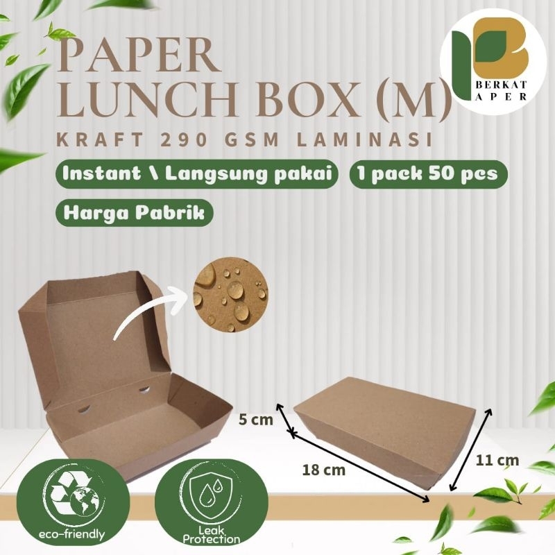 Jual Paper Lunch Box Size M INSTAN!!! / Dus Kotak Makanan Take Away ...