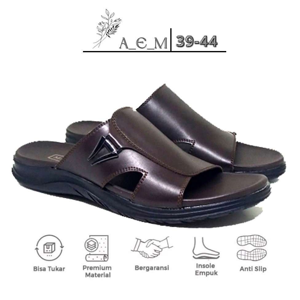 Jual A_E_M Sandal Selop Casual Pria Kulit Asli 100% ORIGINAL AC 0.4 ...