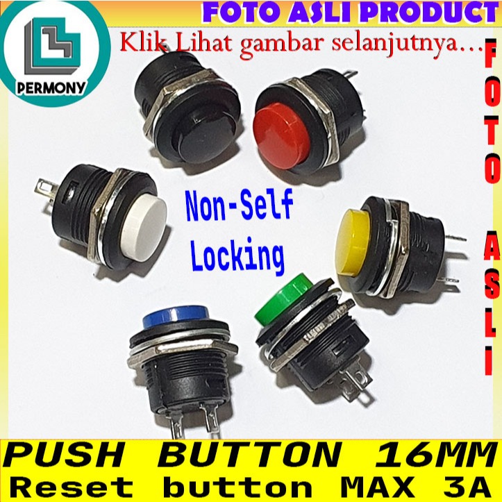 Jual Tombol Reset Push On Momentary Button Switch saklar AC DC R13 507 ...