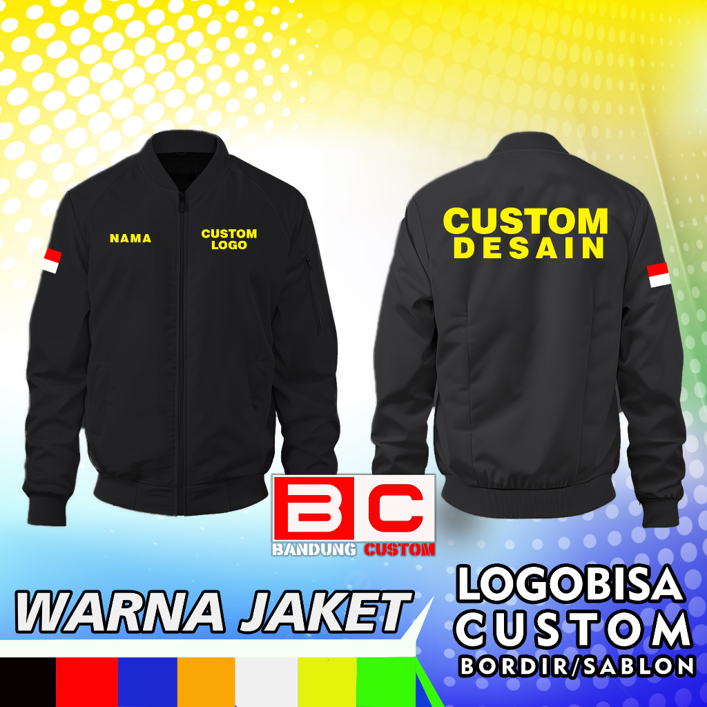 Jual JAKET BOMBER CUSTOM/JAKET CUSTOM WARNA/JAKET CUSTOM BORDIR SUKA ...