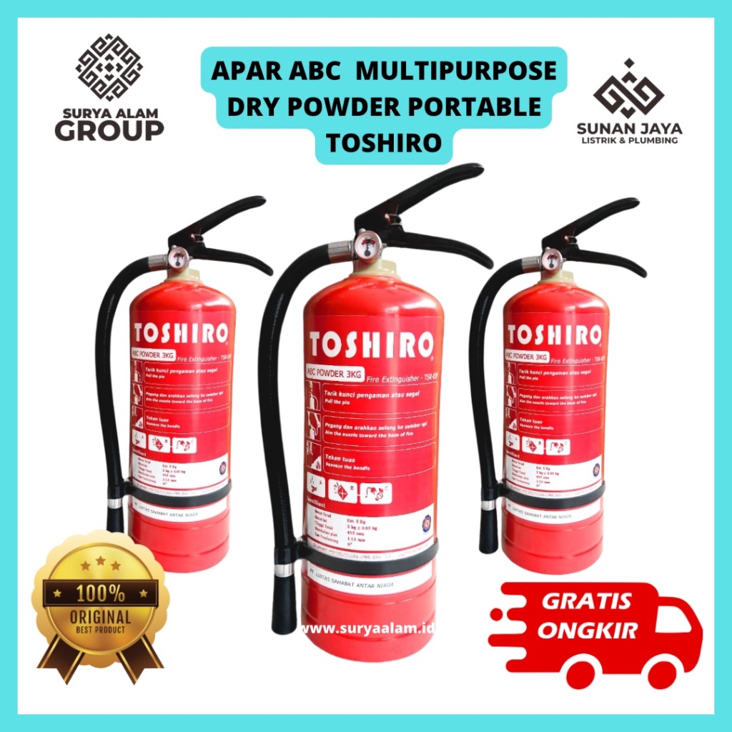 Jual TABUNG APAR 3KG | APAR ABC MULTIPURPOSE DRY POWDER PORTABLE | TASHIRO | APAR BUBUK ...