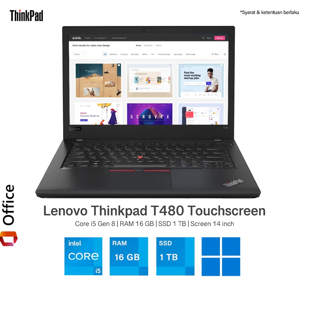 Jual Laptop Lenovo Thinkpad T480 Core i5 Gen 8 RAM 16 GB SSD 1 TB Layar ...
