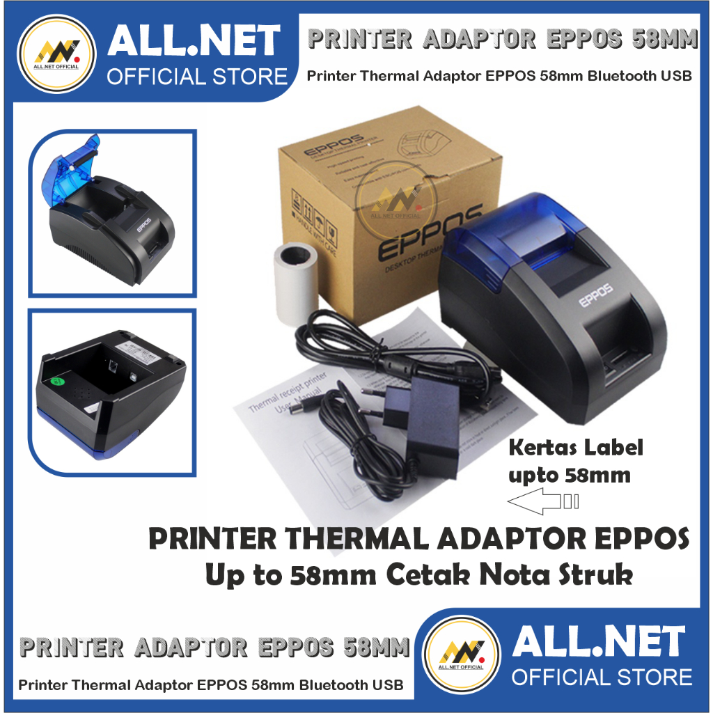 Jual Printer Thermal Bluetooth EPPOS Mini Adaptor 58mm Support RJ11 ...