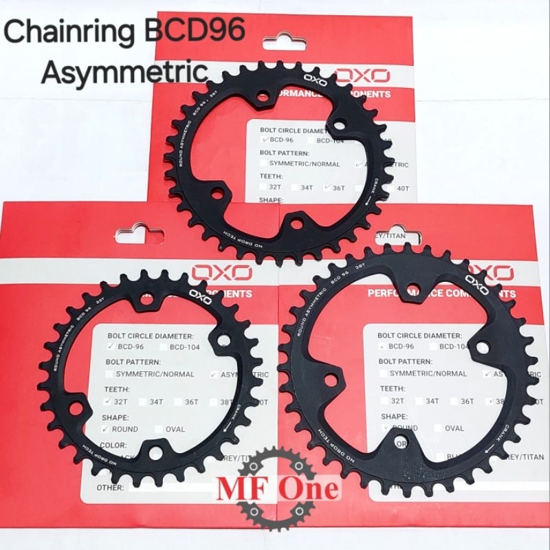 Jual Chainring OXO BCD 96 Asymmetric / Asimetris Round / Bulat 32T 34T 36T 38T Narrow Wide Crank ...