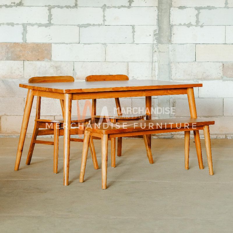 Jual Satu Set Meja Makan Cafe Kursi Ropan Jati Minimalis Scandinavian - Kursi Cafe Retro Harga ...