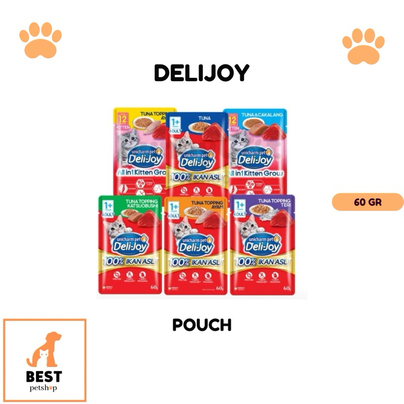 Jual deli joy deli-joy pouch sachet wet food 60gr | Shopee Indonesia
