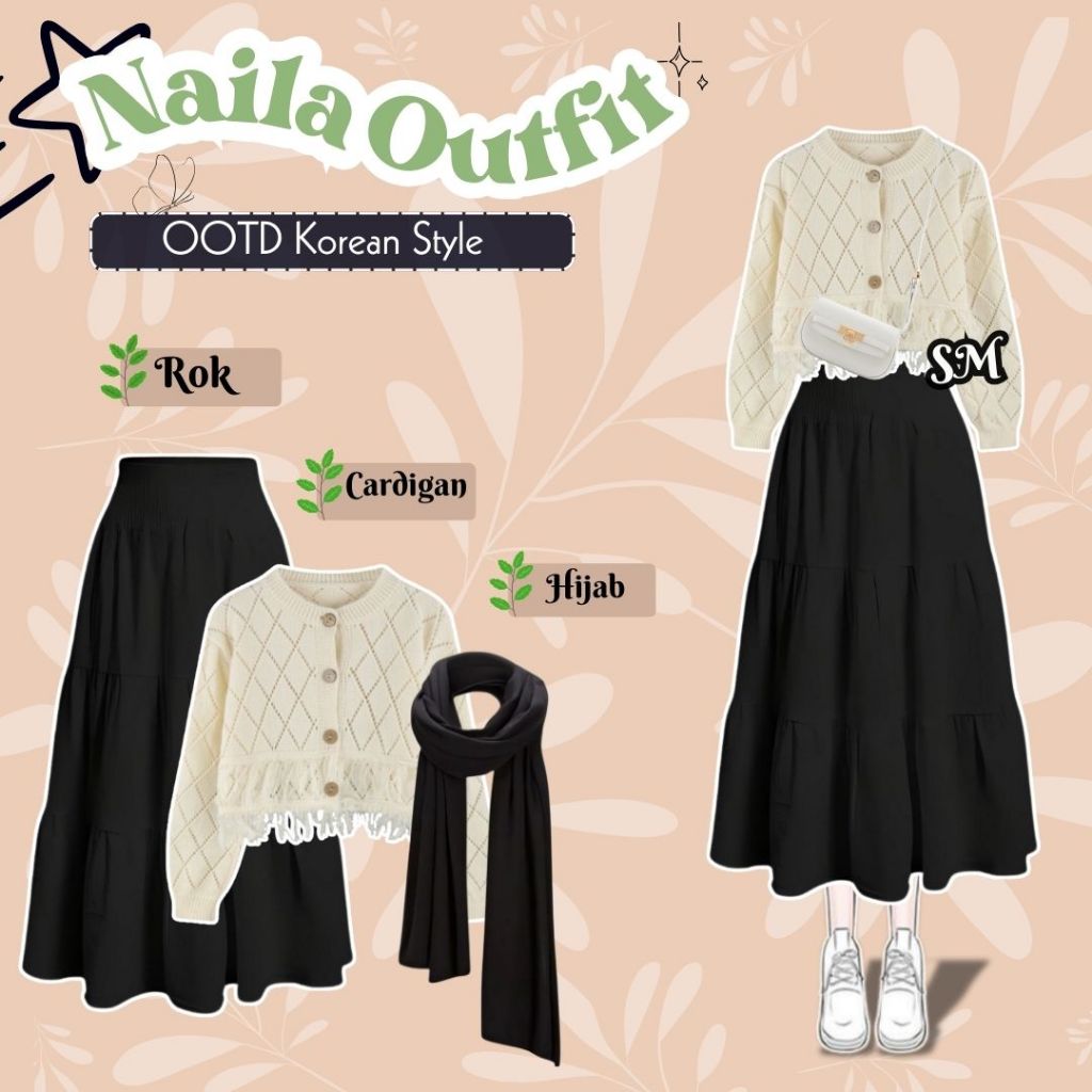 Jual SM - Darcie Outfit 3in1 (Hijab + Cardigan + Rok) OOTD Korean Style ...