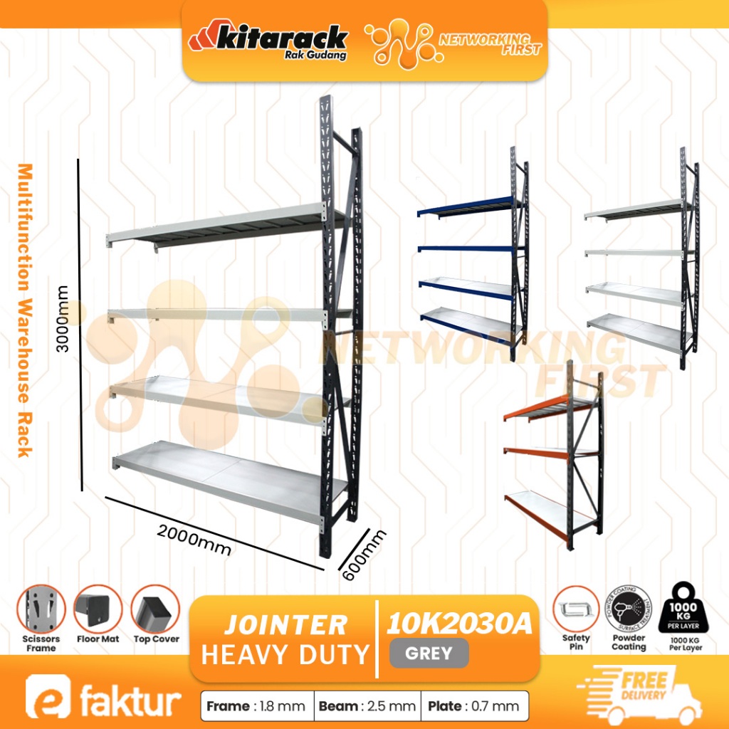 Jual Rak Gudang Jointer Frame Abu-Abu 1000kg/Layer P:2000xL:600xT ...