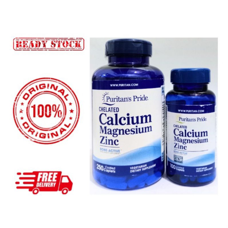 Jual Puritans Pride Chelated Calcium Magnesium Zinc 100 250 Caplets ...