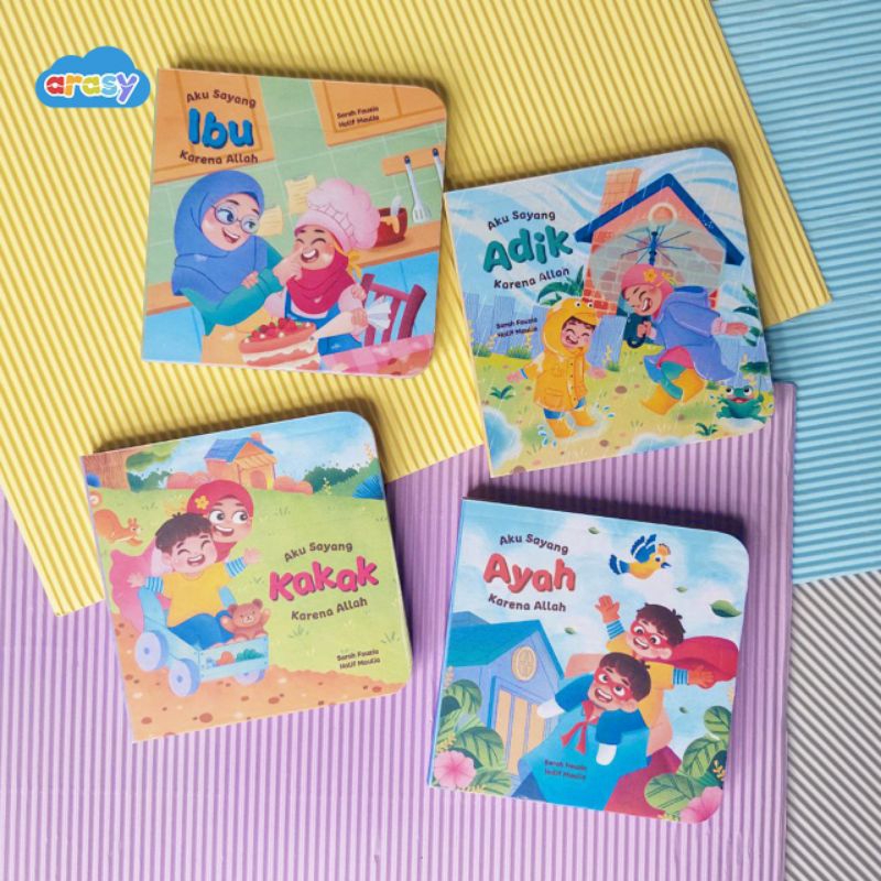 Jual Buku Boardbook Anak Balita | Muslim Family Series | 1 Set 4 Buku ...
