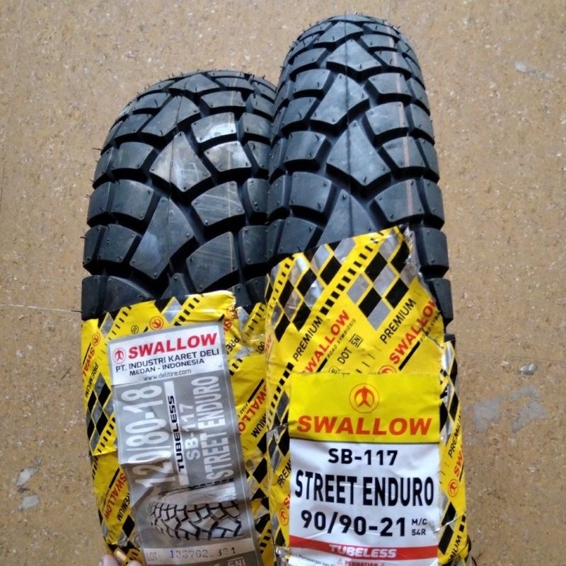 Jual Ban Luar Depan Belakang SWALLOW 90/90-21 120/80-18 SB-117 STREET ENDURO Tubles Ban Motor ...