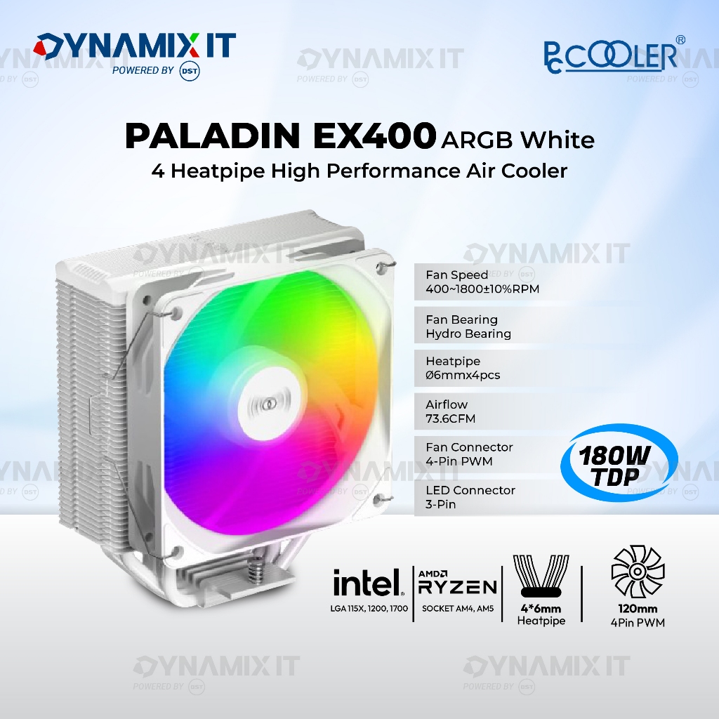 Jual PC Cooler PALADIN EX400 ARGB Tower CPU Air Cooler - HSF - White ...