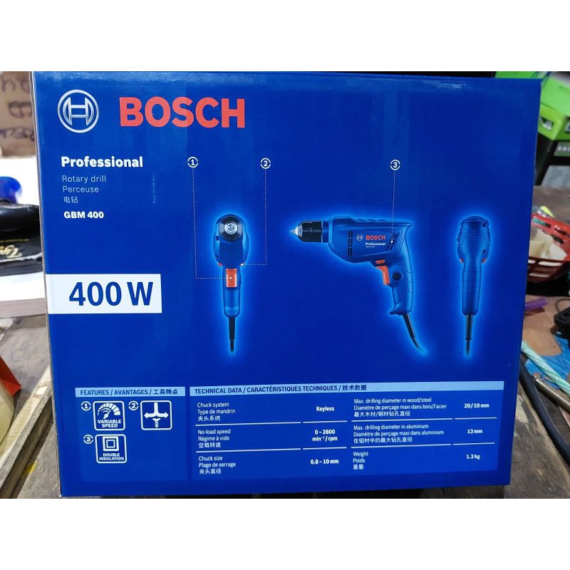 Jual HAND DRILL BOSCH GBM 400 ROTARY DRILL BOSCH KEYLESS 10mm | Shopee ...