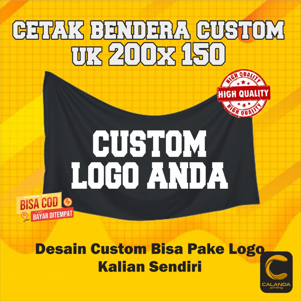 Jual Custom Bendera Ukuran 200x150 cm bebas desain bisa pakai desain ...
