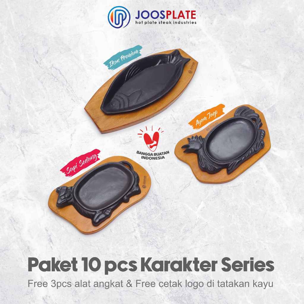 Jual FREE CETAK LOGO Paket Hot Plate Steak Motif Hewan 1 Lusin | Shopee ...
