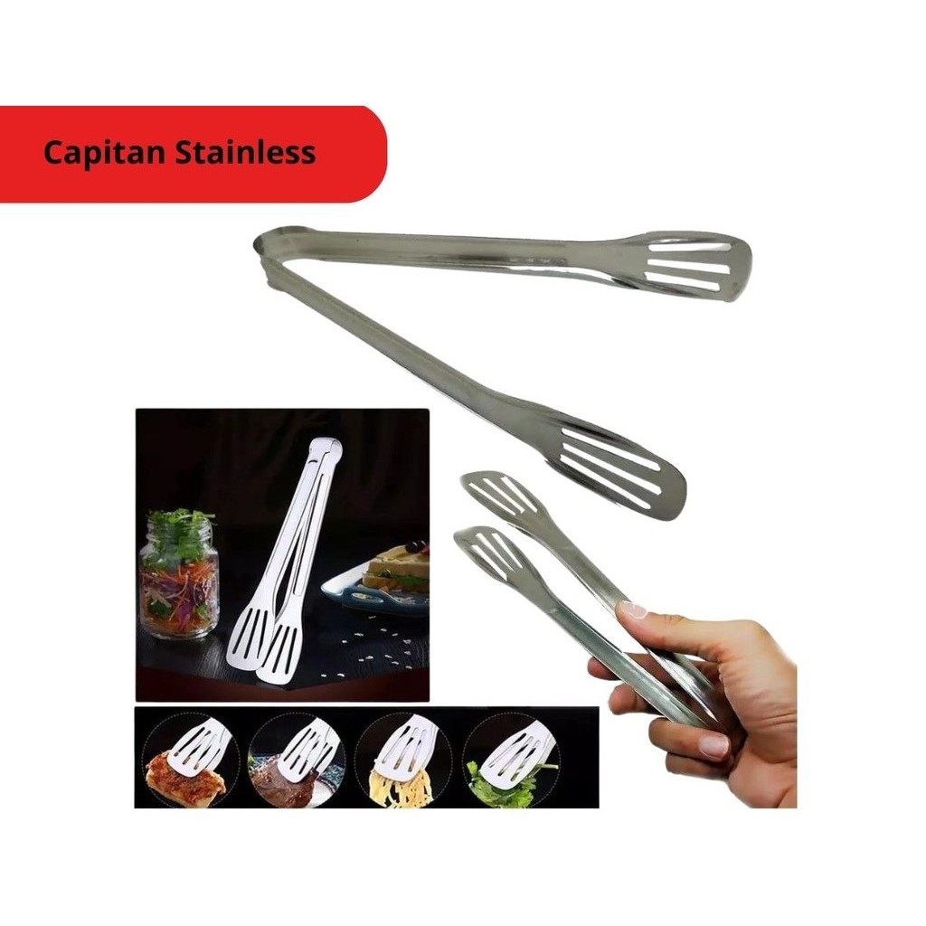 Jual CAPITAN MAKANAN STAINLESS STEEL Food Tongs Jepitan Roti Kue ...