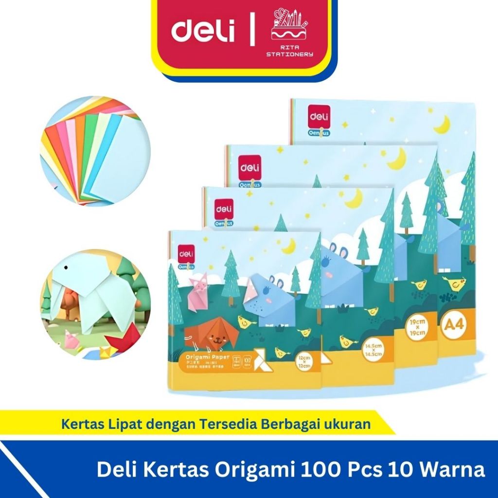 Jual Deli Kertas Lipat Origami Paper 12x12 / 14x14/ 19x19 cm 100 pcs 10 ...