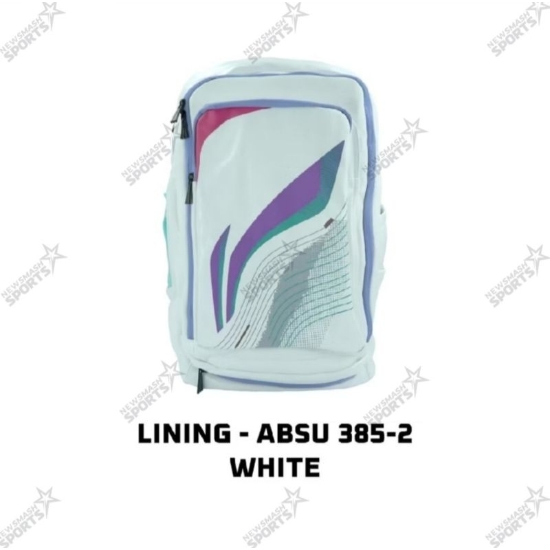 Jual tas ransel badminton lining absu 3852 white | Shopee Indonesia