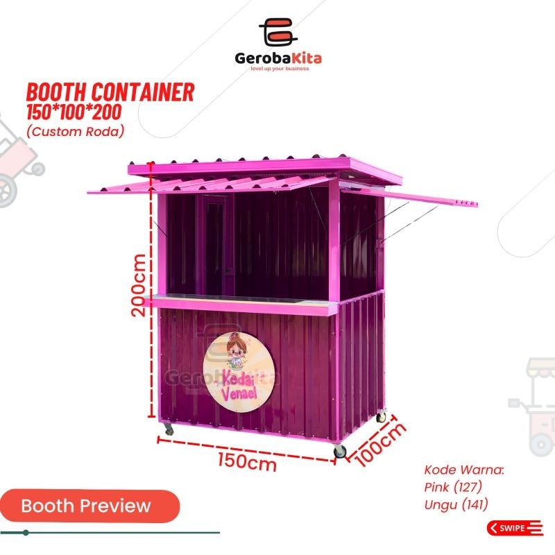Jual booth kontainer ukuran 150x100x200 lantai,roda | Shopee Indonesia