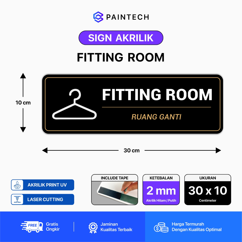Jual Signage Fitting Room Ukuran 30 X 10 Akrilik Signboard Fitting Room ...