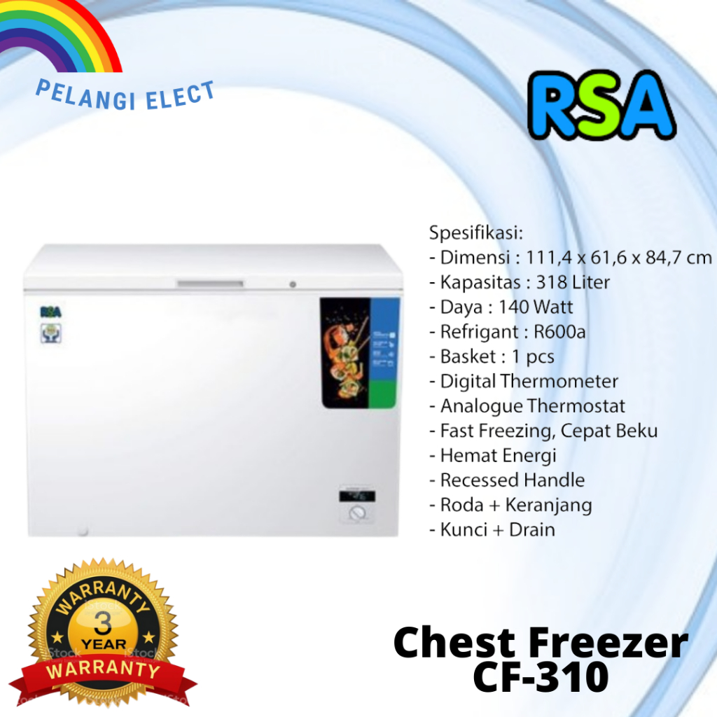 Jual RSA CF 310 CHEST FREEZER BOX 300 L LEMARI PEMBEKU 300 LITER BY GEA ...