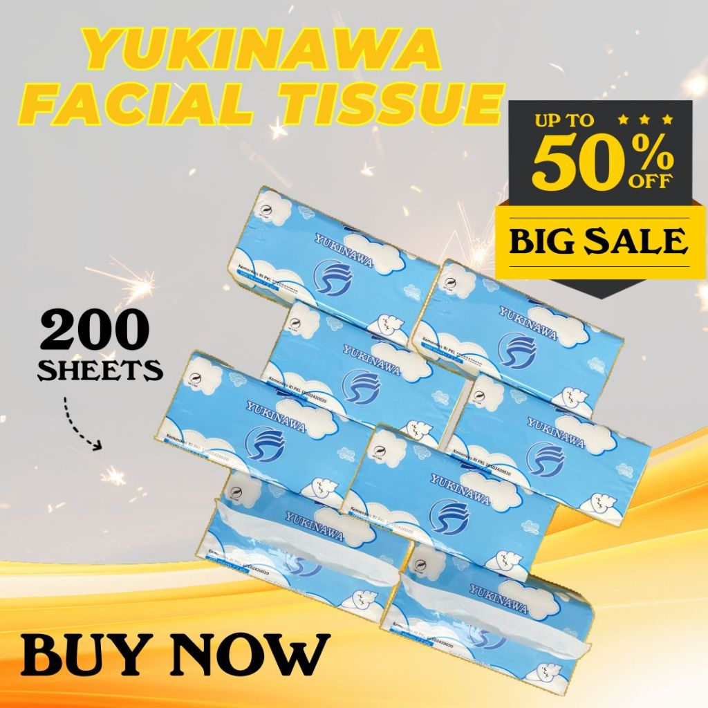 Jual (PAKET 8 & 10 PCS) Tissue Yukinawa Facial 200 Sheets 2 Ply Tisu ...
