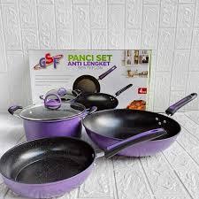 Jual TERLARIS !!! PANCI SET TEFLON GSF G-2429 teflon GSF panci Set 4 ...