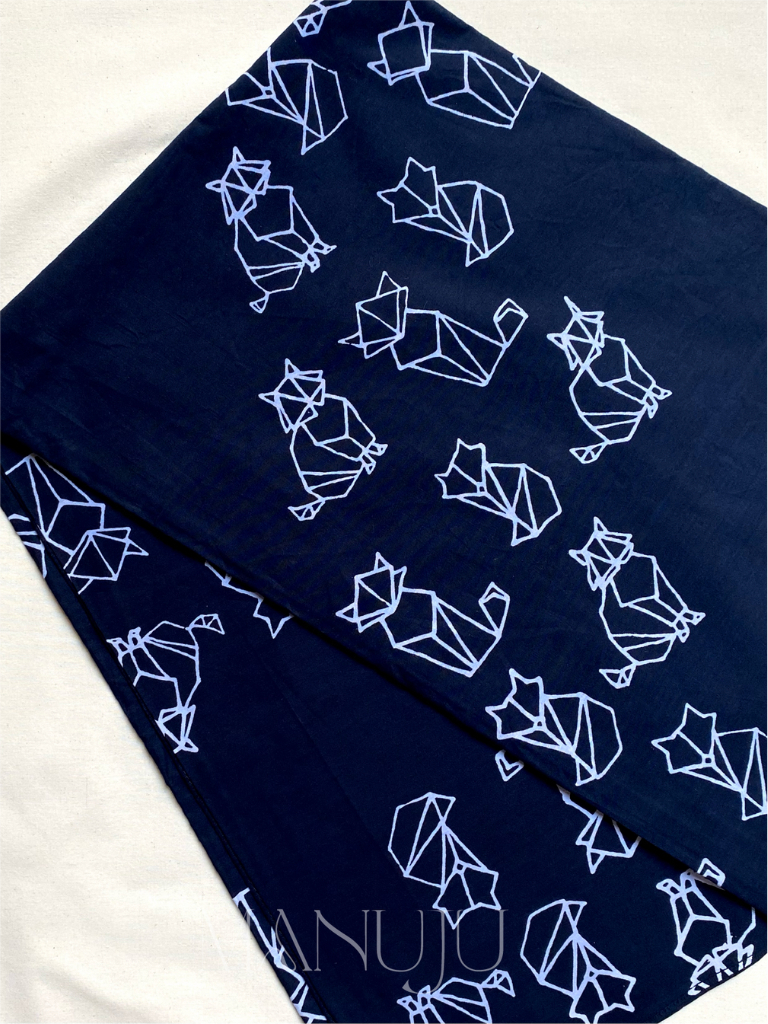 Jual Kain Batik Meteran Warna Biru Motif Origami Kucing Premium Batik ...