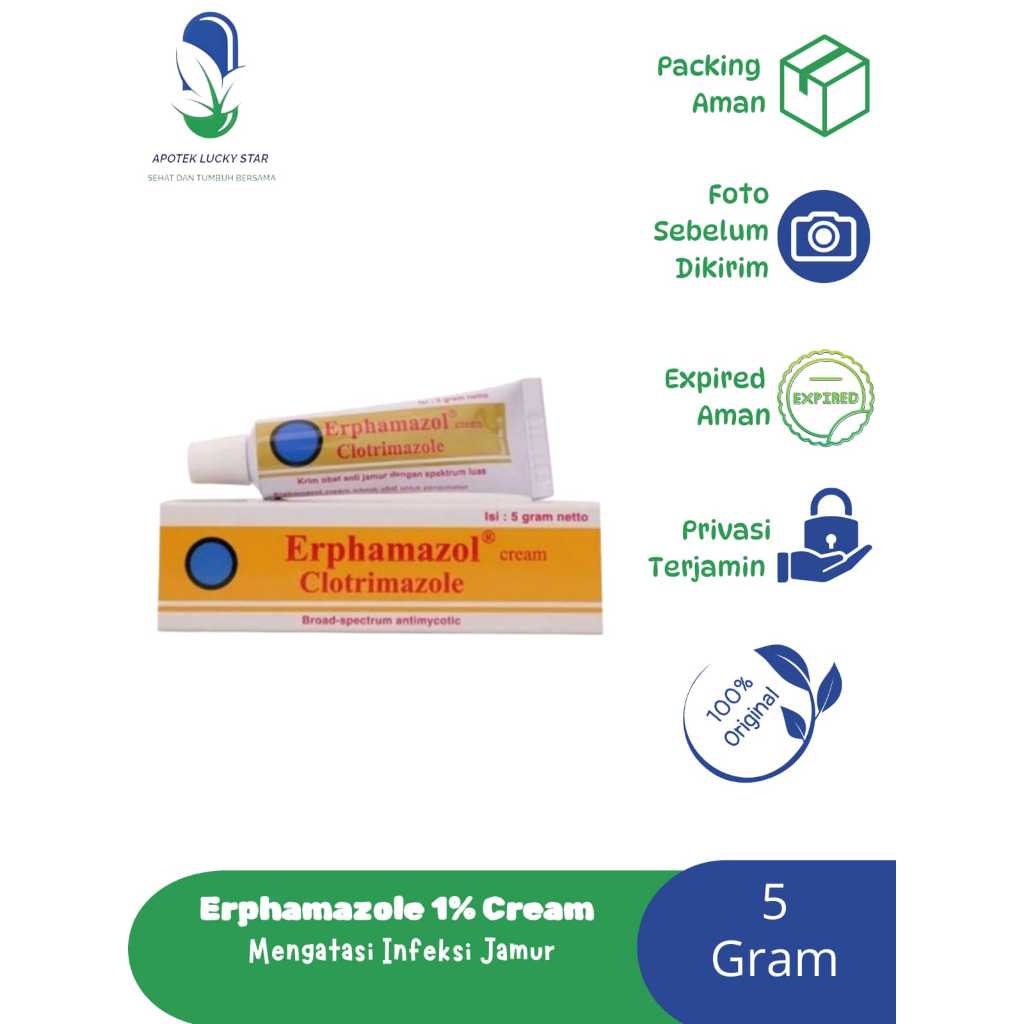 Jual ERPHAMAZOL Cream 5 gr Clotrimazole Krim- Obat Jamur, Panu Kudis ...