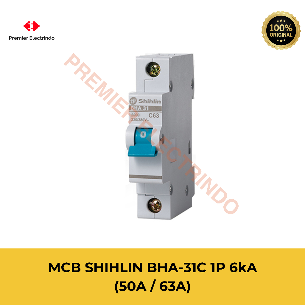 Jual MCB SHIHLIN BHA-31C 1P 6kA AC Type Mini Circuit Breaker (50A / 63A) | Shopee Indonesia