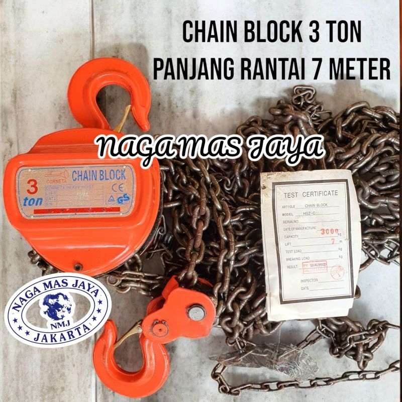 Jual CORNETA CHAIN BLOCK 3 TON X 7 METER / TAKEL KATROL CHAIN BLOCK ...