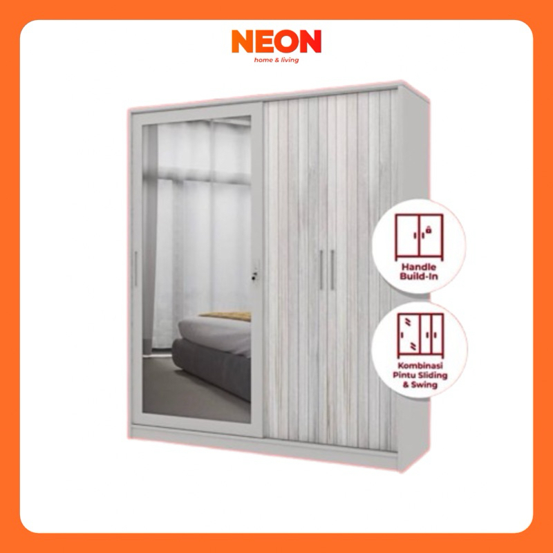 Jual NEON Lemari Pakaian Besi Kika Uk 160 Pintu Sliding & Swing ...