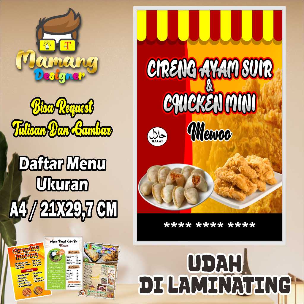 Jual Cetak Poster Daftar Menu Cireng dan Chicken Mini bb | Shopee Indonesia