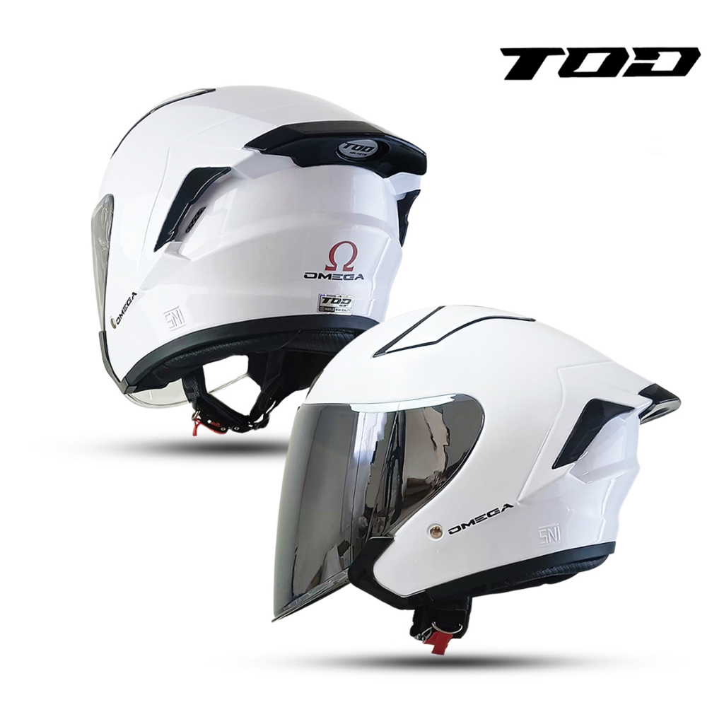 Jual HELM TOD OMEGA PUTIH HELM HALFFACE DEWASA PRIA WANITA KEKINIAN SNI ...