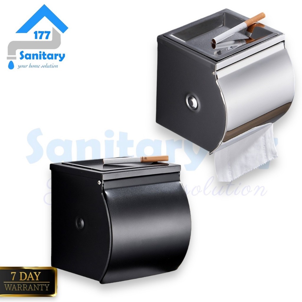 Jual Tempat tisu Asbak Stainless BK12-rak tissue gulung hitam black ...