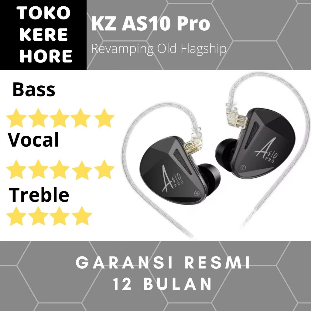 Jual KZ AS10 Pro In Ear Metal Earphone 5BA Driver with MIC | Shopee Indonesia