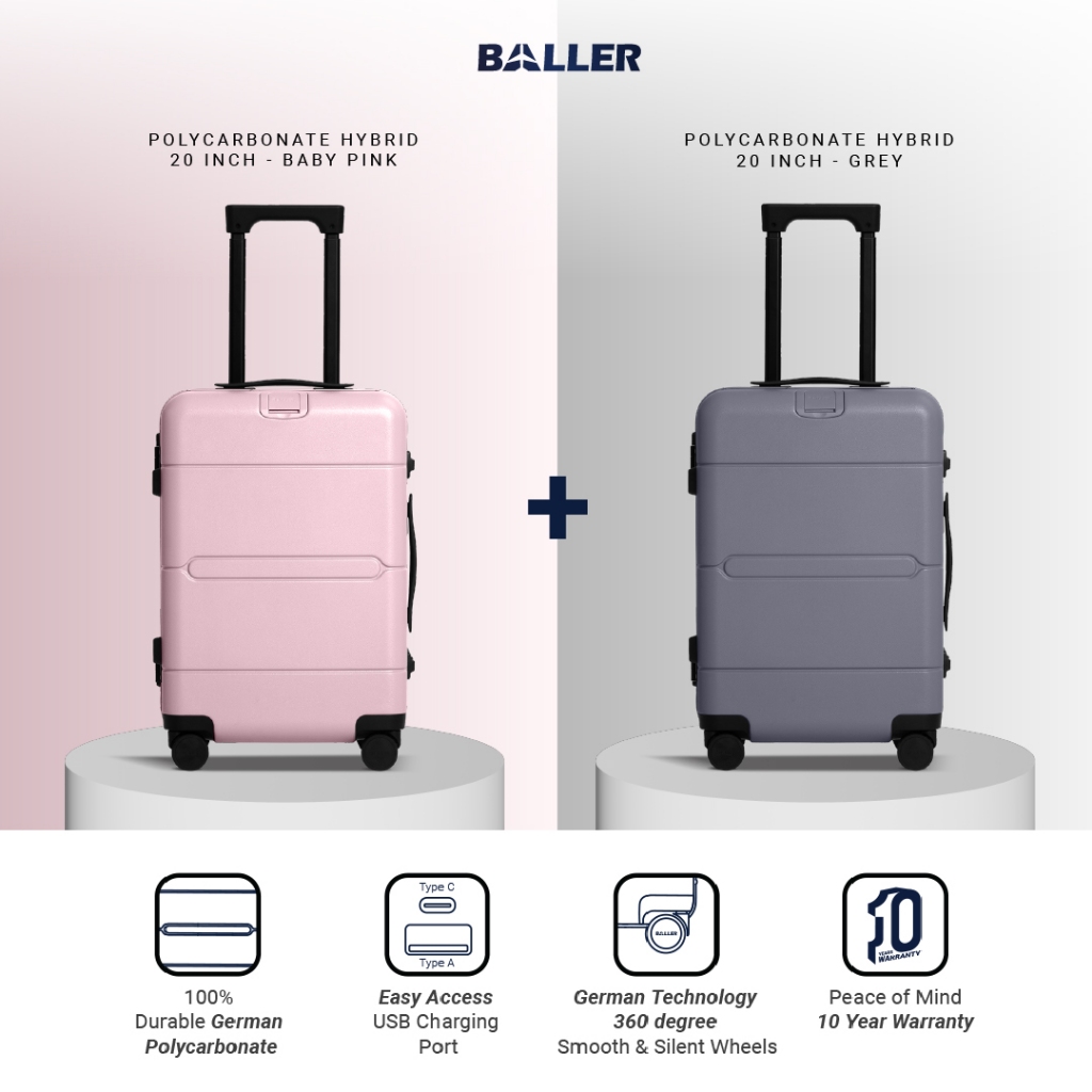 Jual Travel Duo 1+1 Carry-On Hybrid - Koper Polycarbonate Dual TSA Lock 20 inch | Shopee Indonesia