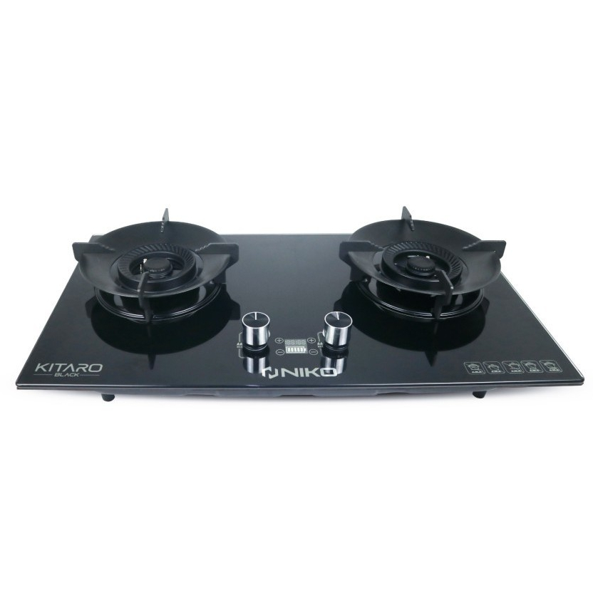 Jual Kompor Tanam Kaca Niko 2 Tungku Kitaro Black Double Timer/Kompor ...