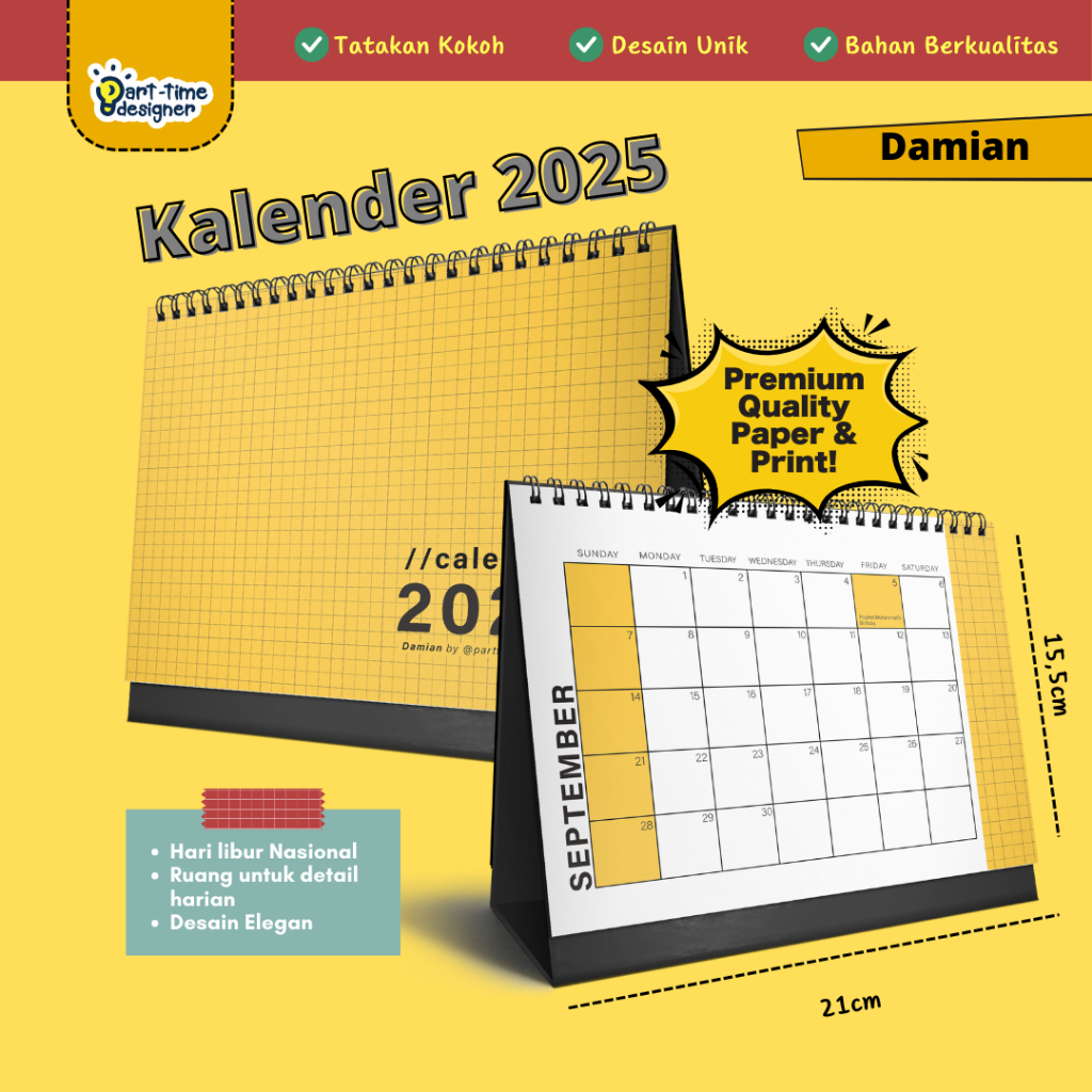 Jual Damian Kalender Duduk 2026 Simple Elegan Bisa Ditulis Catatan ...
