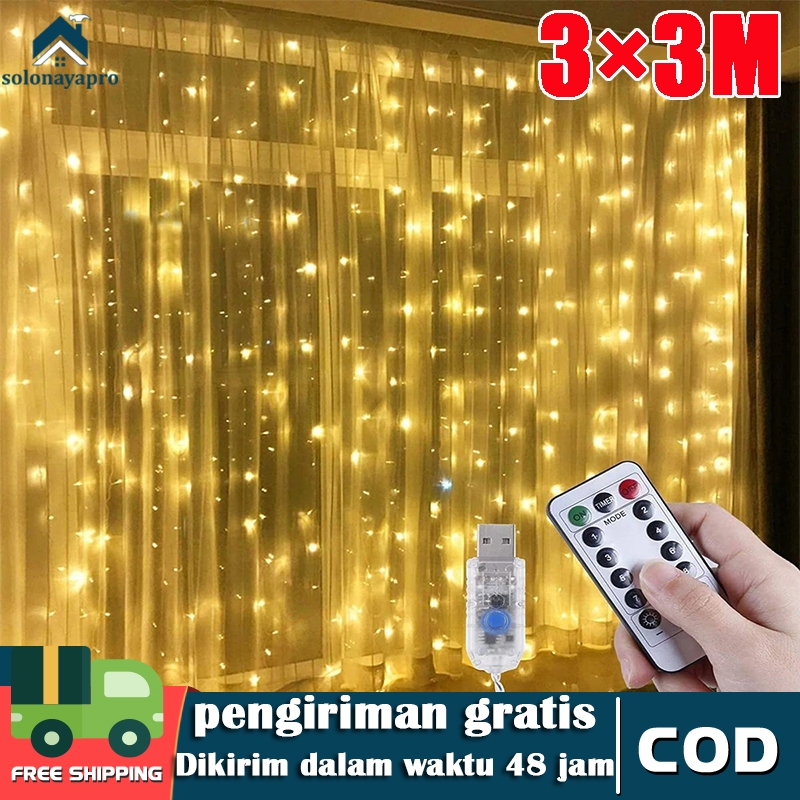 Jual Lampu Tumblr Led Tirai Gorden 3 x 3 Meter 300 Mata Backdrop ...